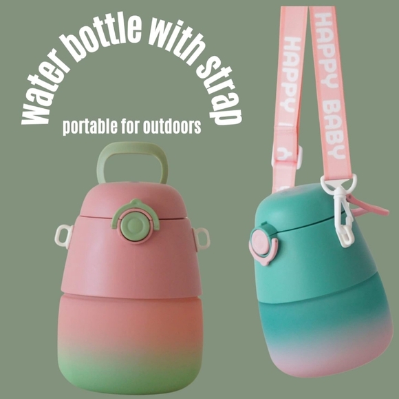 Dining | Set Of 2 Fat Water Bottles With Straw And Lanyard | Poshmark